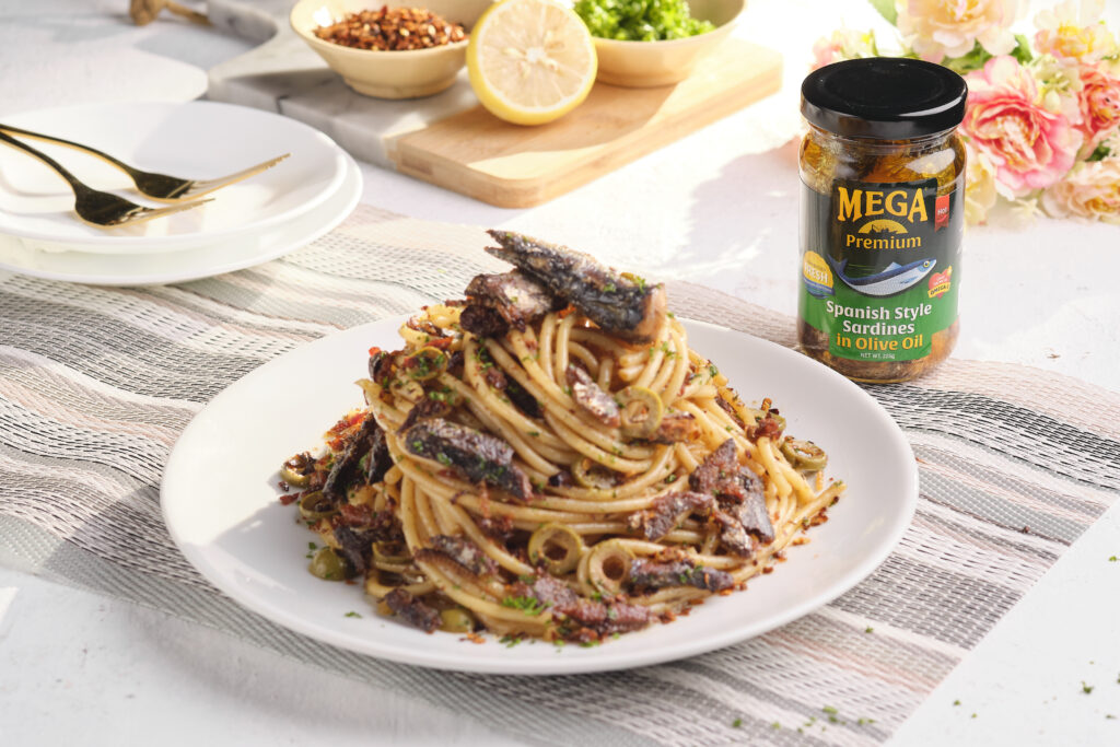 Lemon, Mega Sardine, Green Olives Bucatini Pasta - Mega Prime Foods Inc.